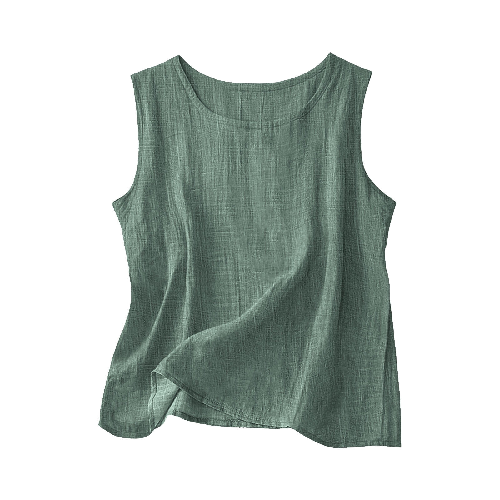 SCSAlgin Linen Tank Tops for Women Cotton Summer Sleeveless Cropped ...