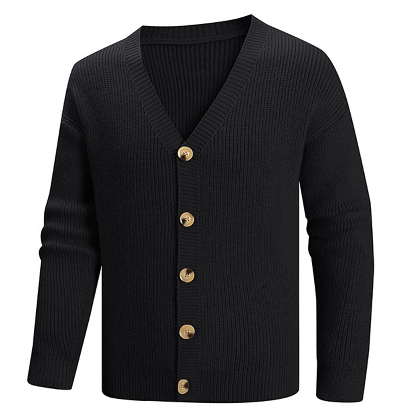 SCSAlgin Men's Classic Casual Button Down V Neck Knitted Basic ...