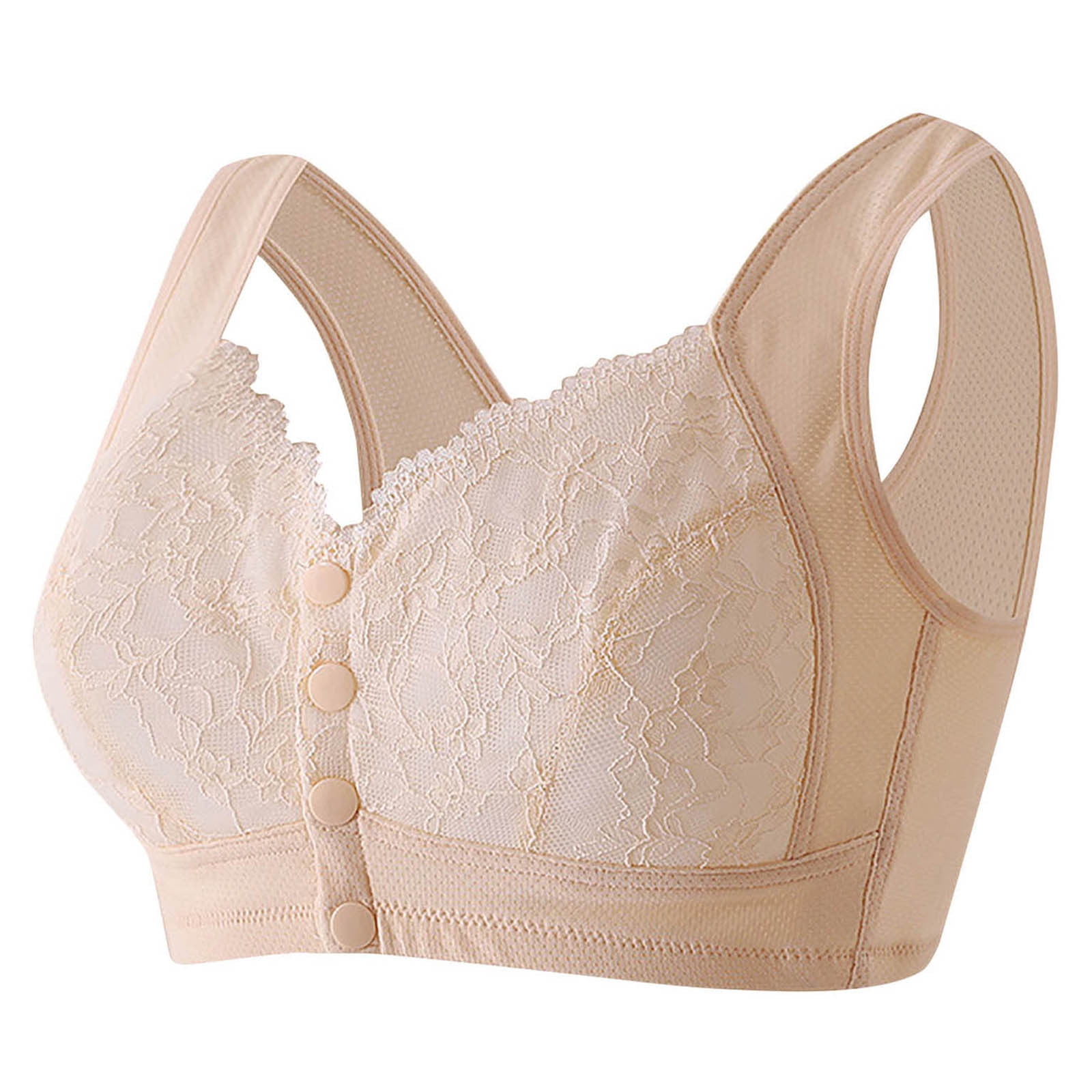 SCSAlgin No Underwire Lace Bras for Women Sponge Cup Front Closure Bras ...