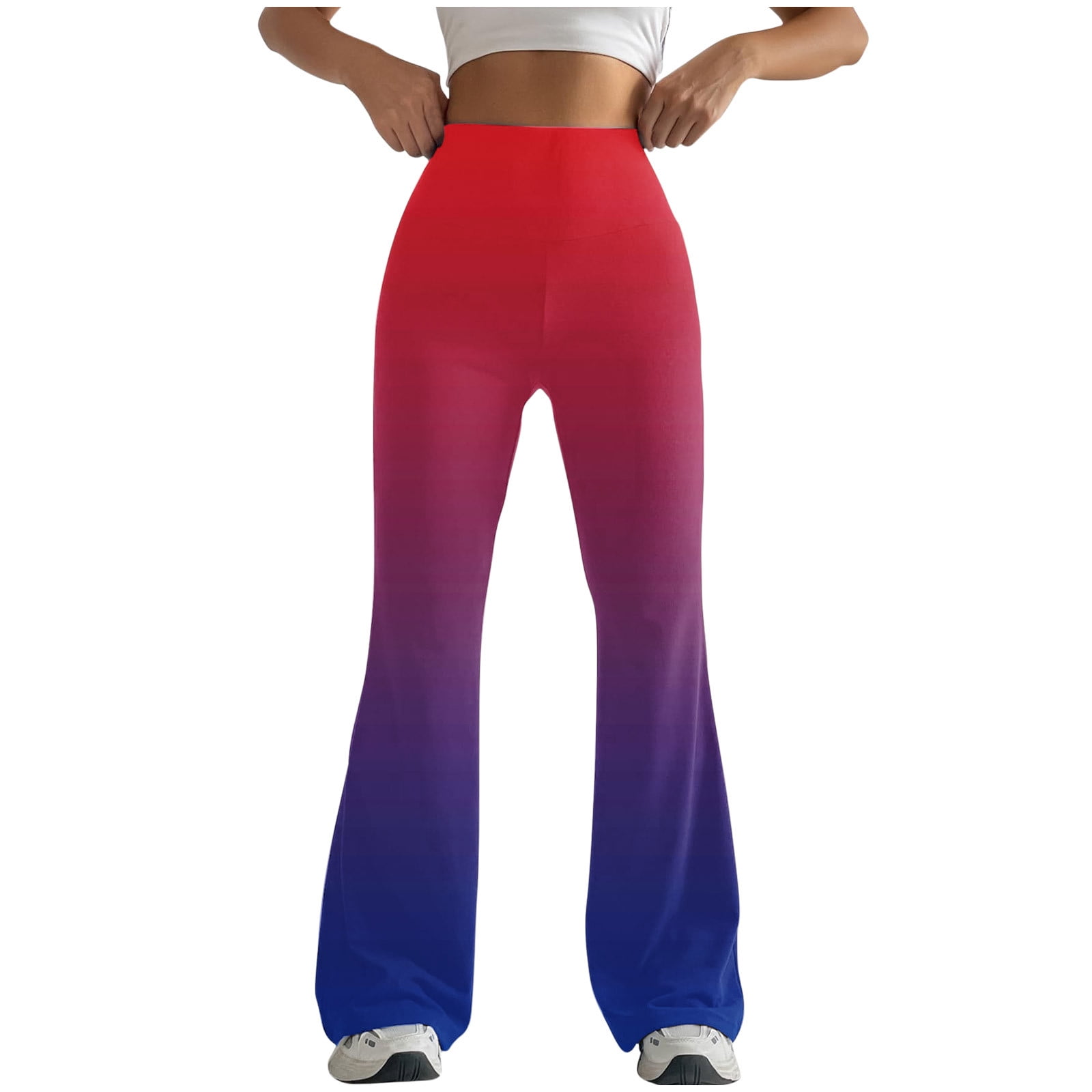 SCSAlgin Women Tight Fitting Hip Hugging Shaping Gradient Color Flared Pants Yoga Pants ...