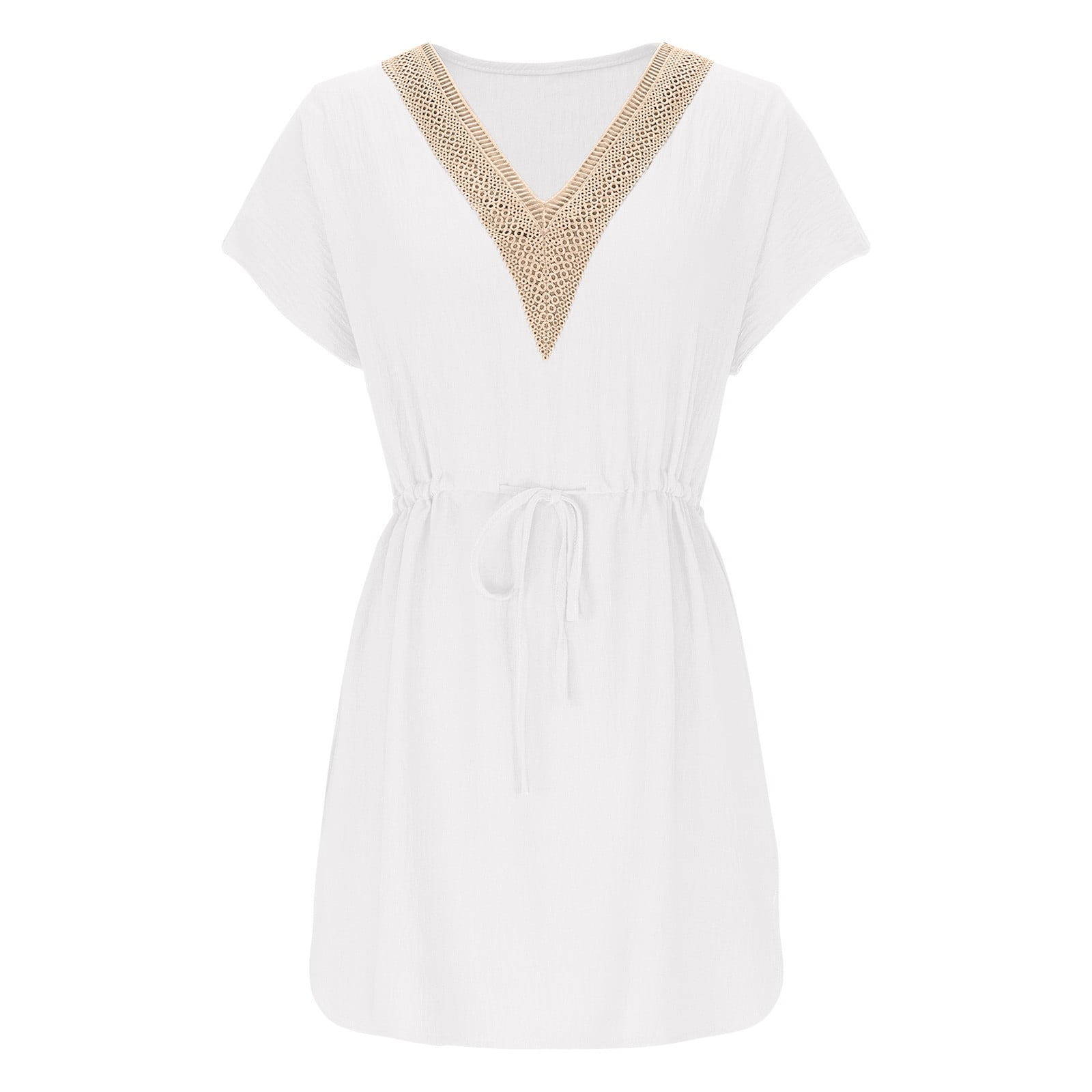 SCSAlgin Women's Beach Smock Hand Crochet Floral Patchwork Fringe ...