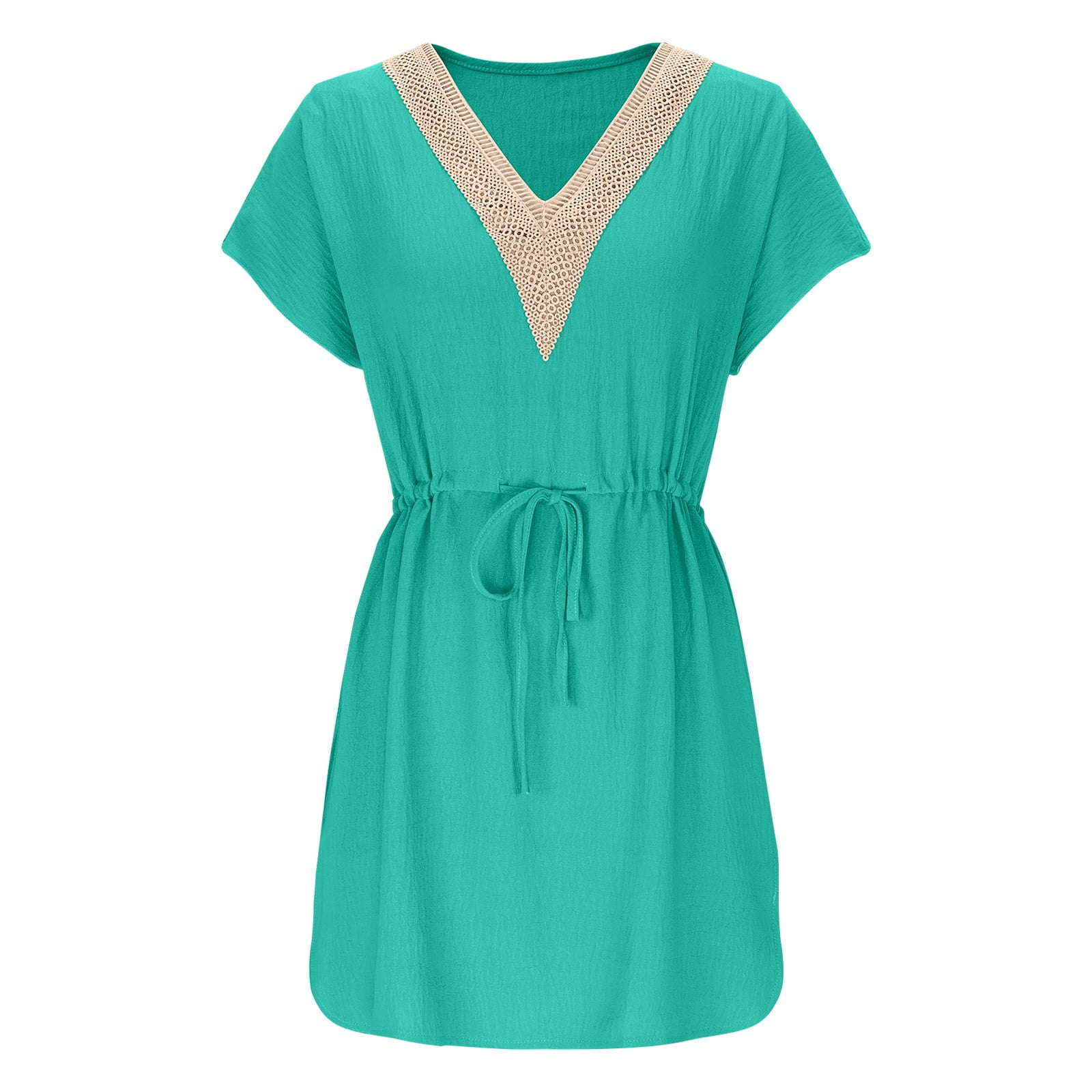 SCSAlgin Women's Beach Smock Hand Crochet Floral Patchwork Fringe ...