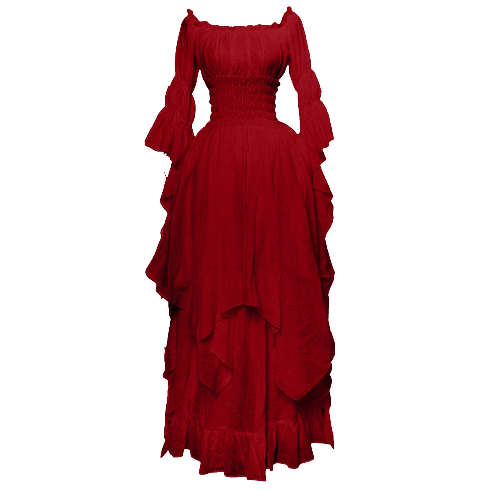SCSAlgin Women's Gothic Witch Dress Puff Sleeve Off Shoulder Ruffle ...