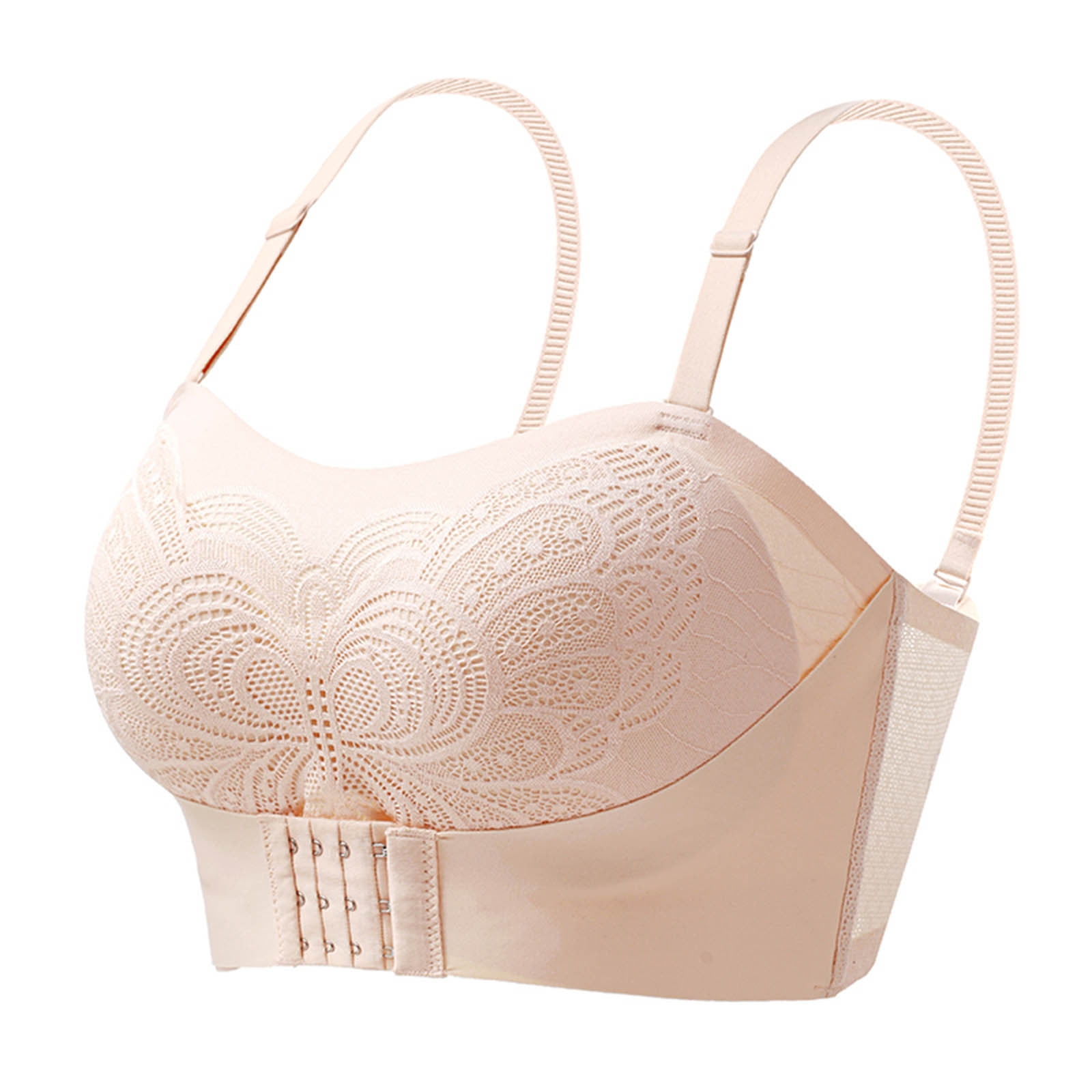 SCSAlgin Women's Plus Size Jacquard Longline Bra Front Closure Back ...