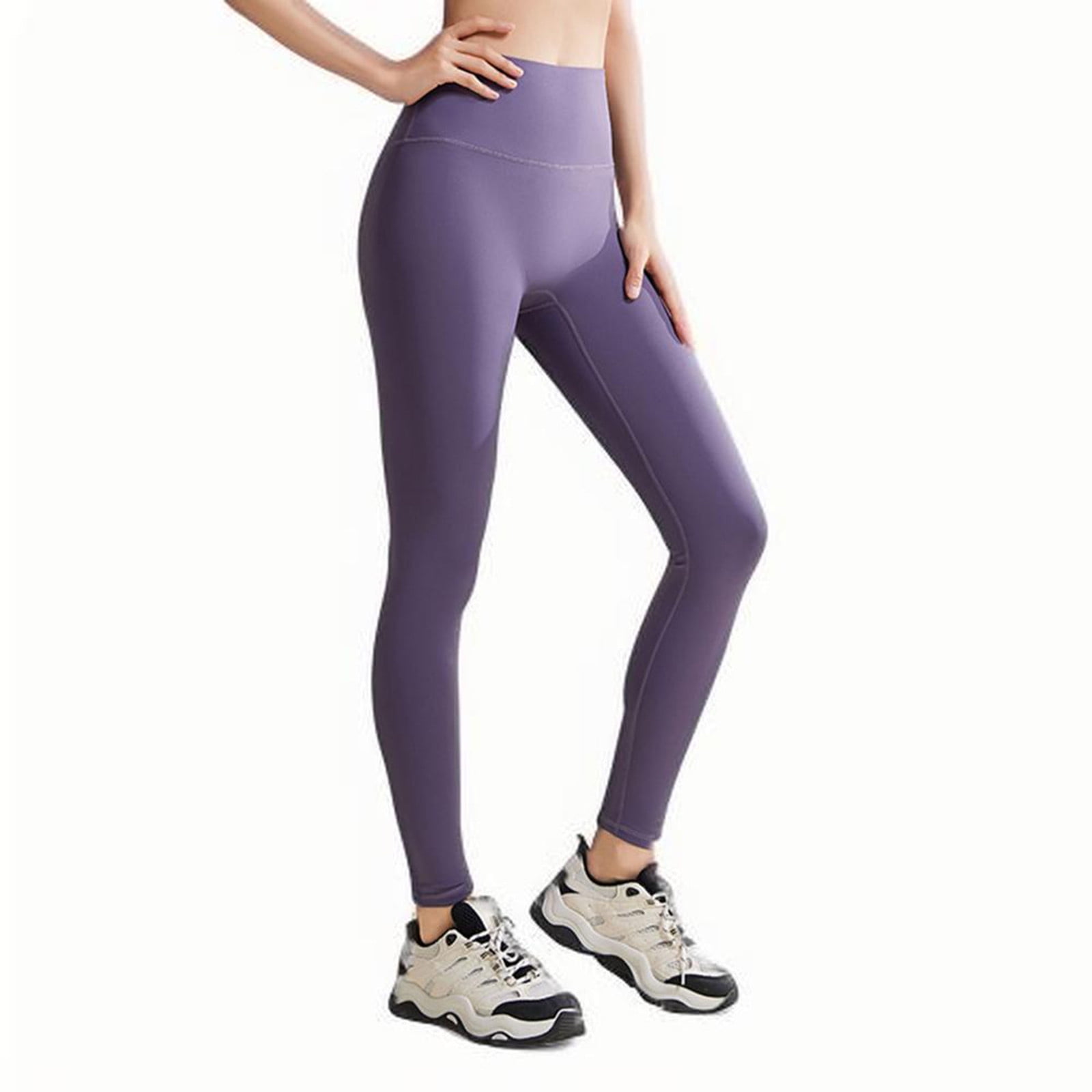 SCSAlgin Women's Solid Color Hip Lift Yoga Pants High Waist Compression ...