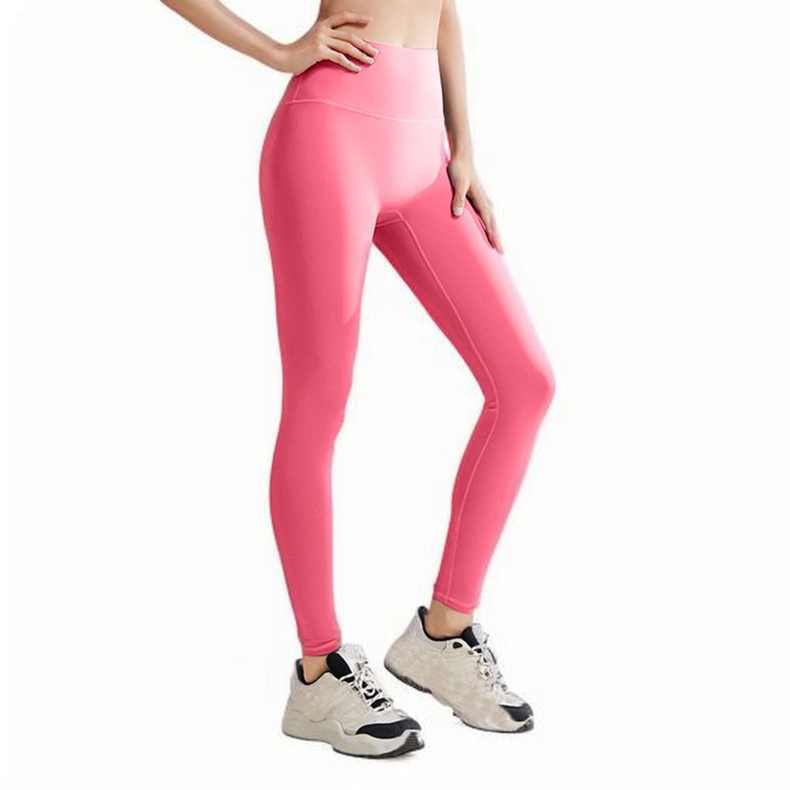 SCSAlgin Women's Solid Color Hip Lift Yoga Pants High Waist Compression ...