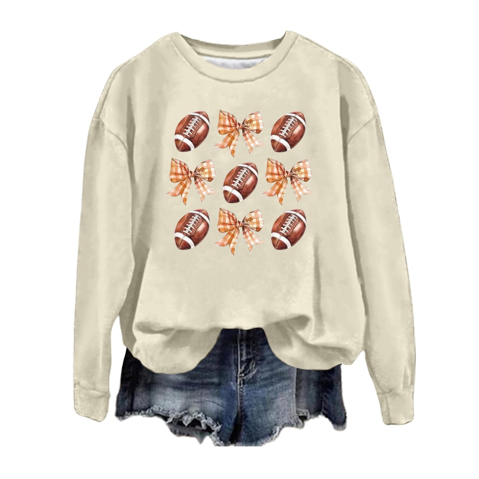 SCSAlgin Womens Football Season Game Day Sweatshirts Graphic Crew Neck ...