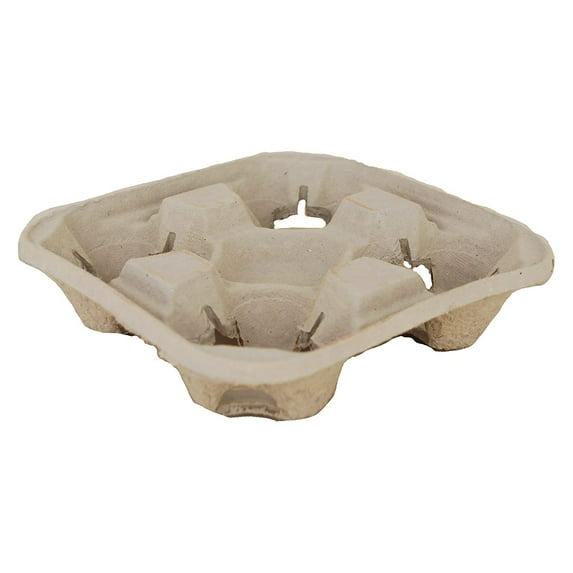 SCT® Molded 4-Cup Fiber Drink Carriers, Fits 8 - 32 Oz Cups, 9 1/4" x 9 ...