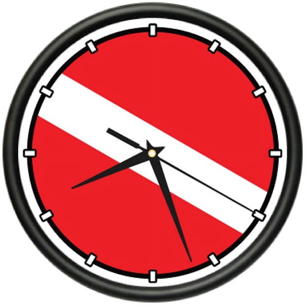 SCUBA DIVING FLAG ~Wall Clock diver dive fins mask tusa - Walmart.com
