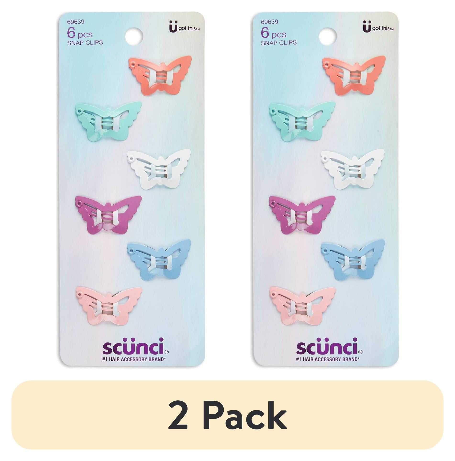 (2 pack) SCUNCI Kids' Mini Butterfly Snap Clips, Assorted Colors, 6 ...