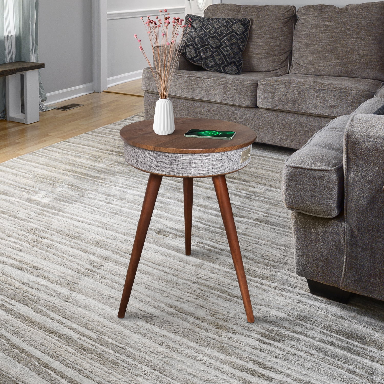 SCUQI Smart Music Coffee Table，23.6 inches Round Smart End Table ...