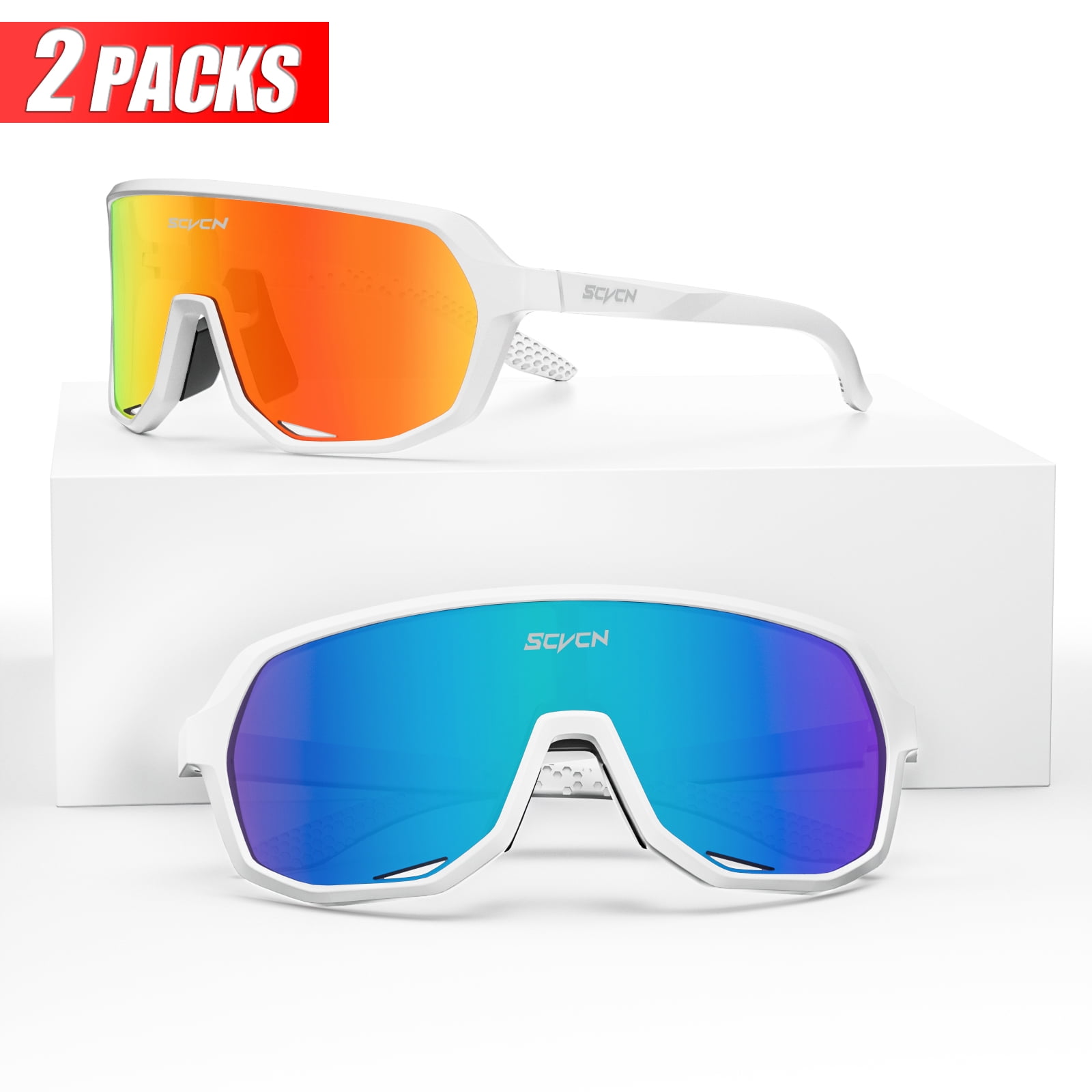 Scvcn 2 Pack Polarized Cycling Sunglasses Outdoor Sports Bicycle