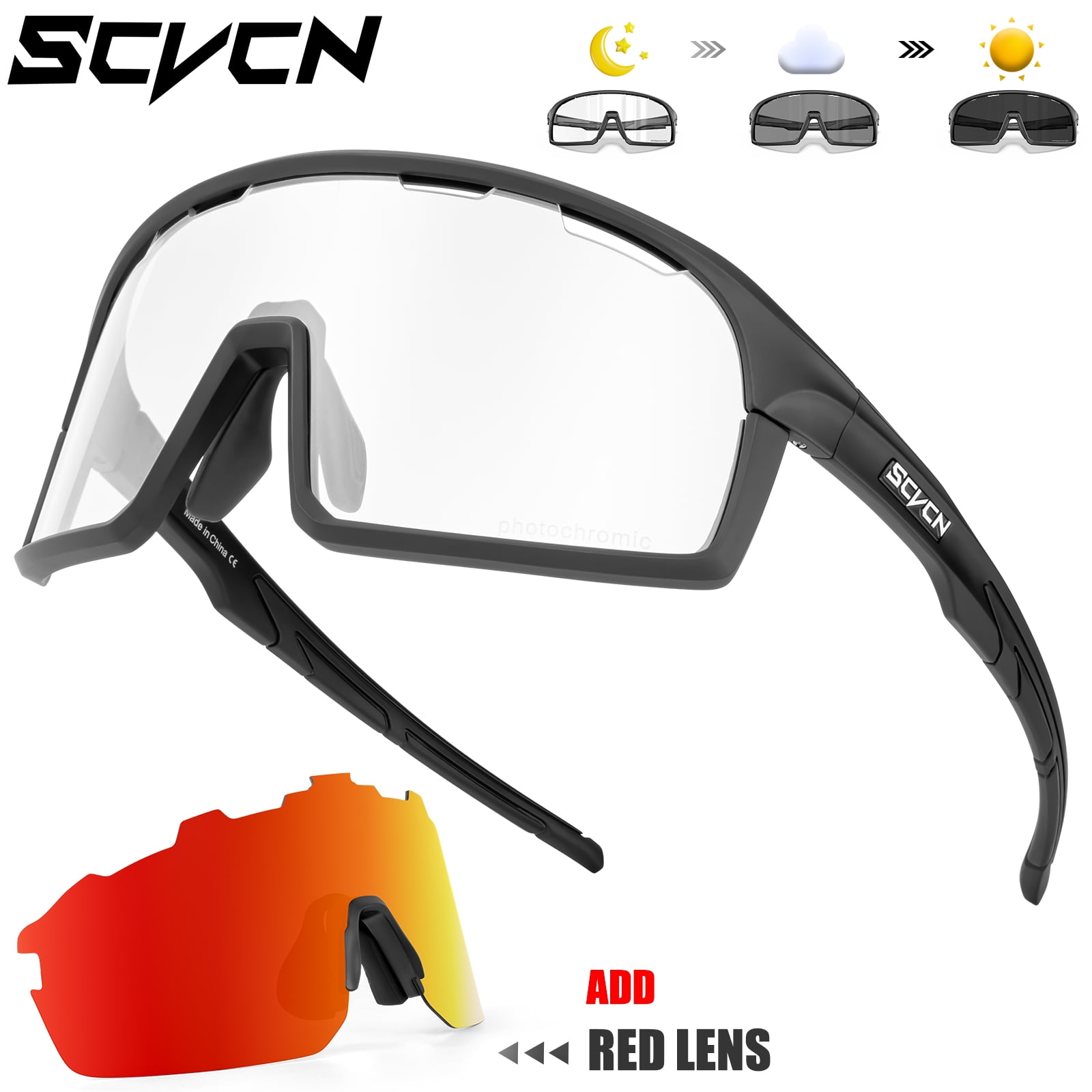 SCVCN Photochromic Cycling Glasses Sport Sunglasses Clear Men Women 2 ...
