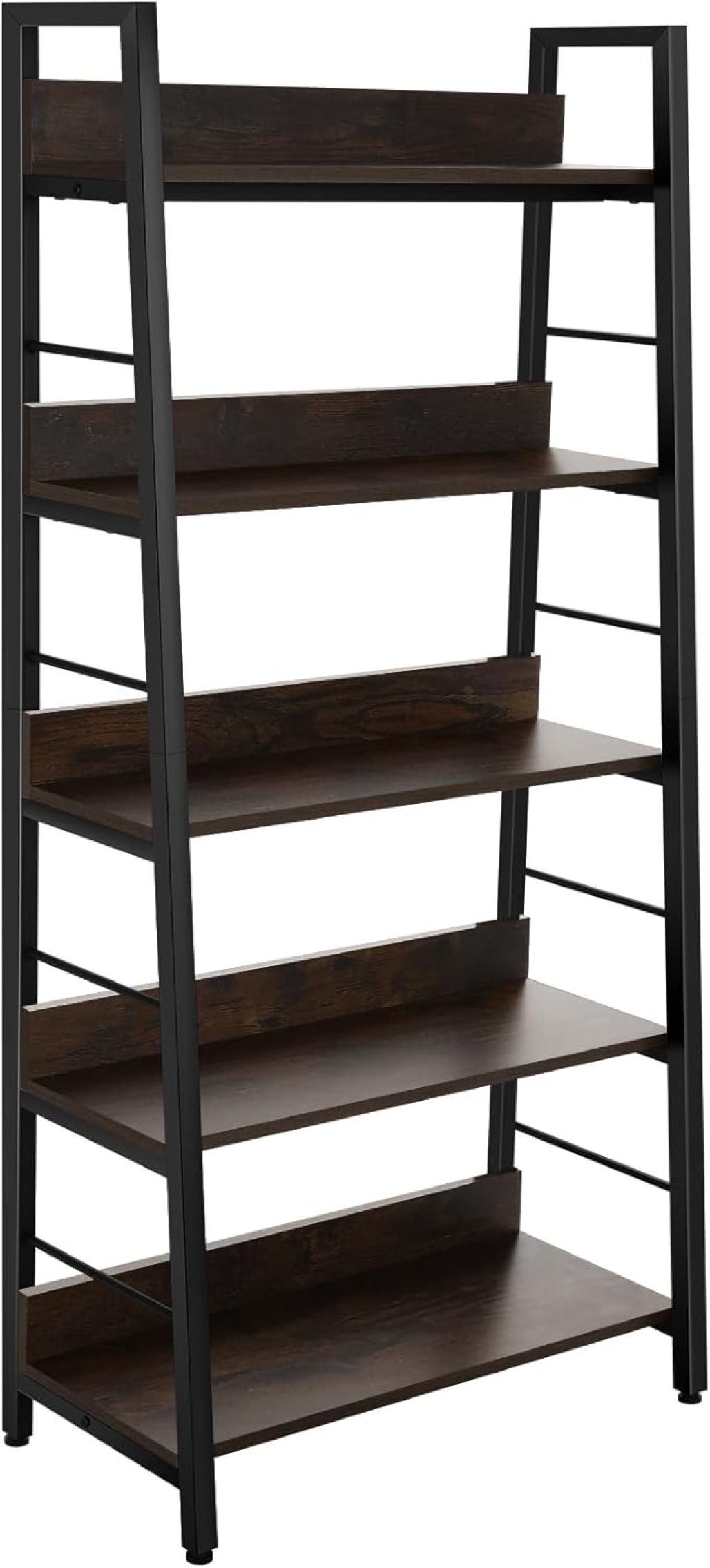 SCXP 5 Tier Book Shelf, Rustic Industrial Ladder Bookshelf Wood Metal ...