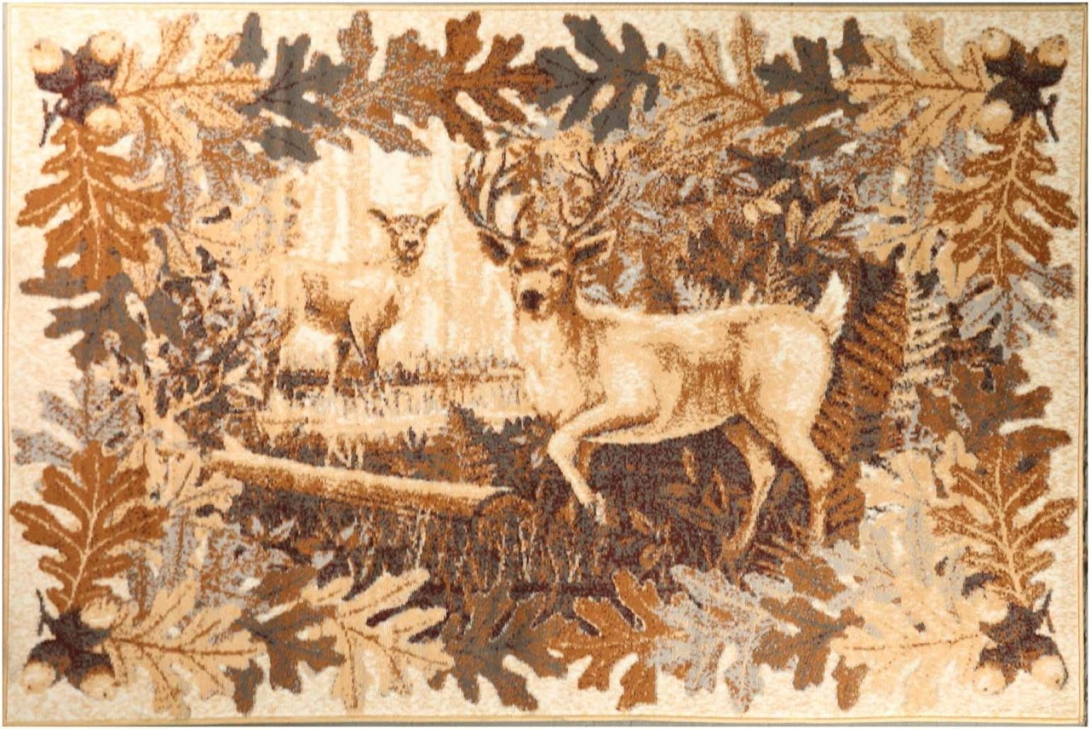 SCXP Cabin Lodge Rug - 7 ft. 8 in. x 11 ft, Multicolor, Exotic Reindeer ...