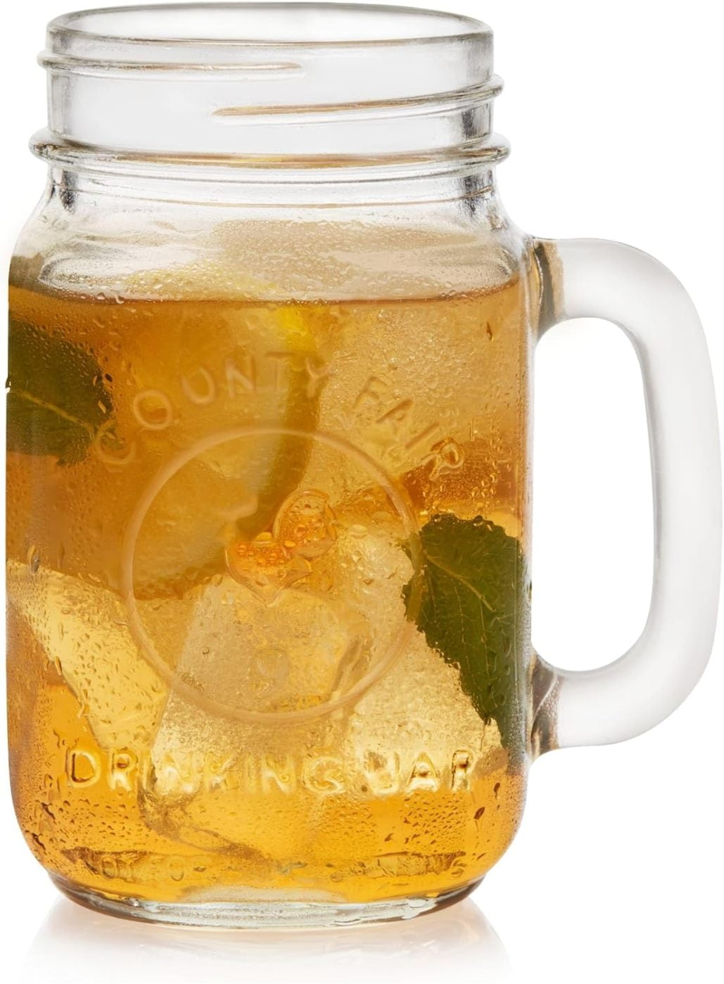 SCXP County Fair Set of 12 Mason Drinking Jars with Handles, Classic 16.5 oz Glass Mason Jar ...