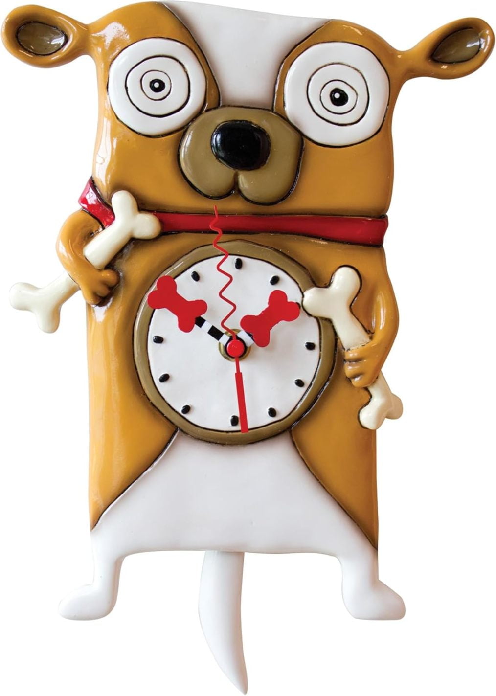 SCXP Enesco Roofus The Dog Holding Bones Sculpted Pendulum Wall Clock ...