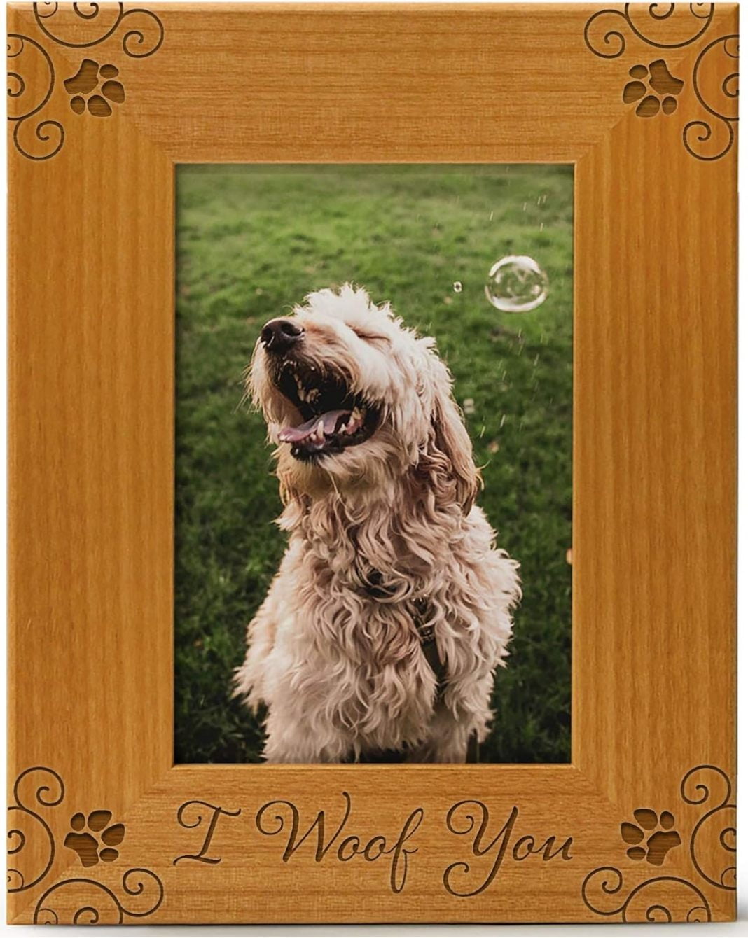SCXP I Woof You Pet Picture Frame Engraved Natural Wood, Fits a 4x6 ...