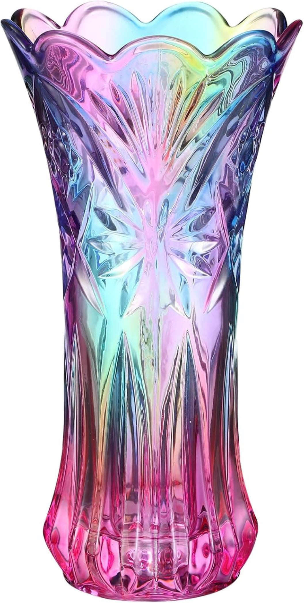 SCXP Rainbow Glass Vase: Crystal Vase Unique Colorful Vase Desktop Decorative and Plant ...