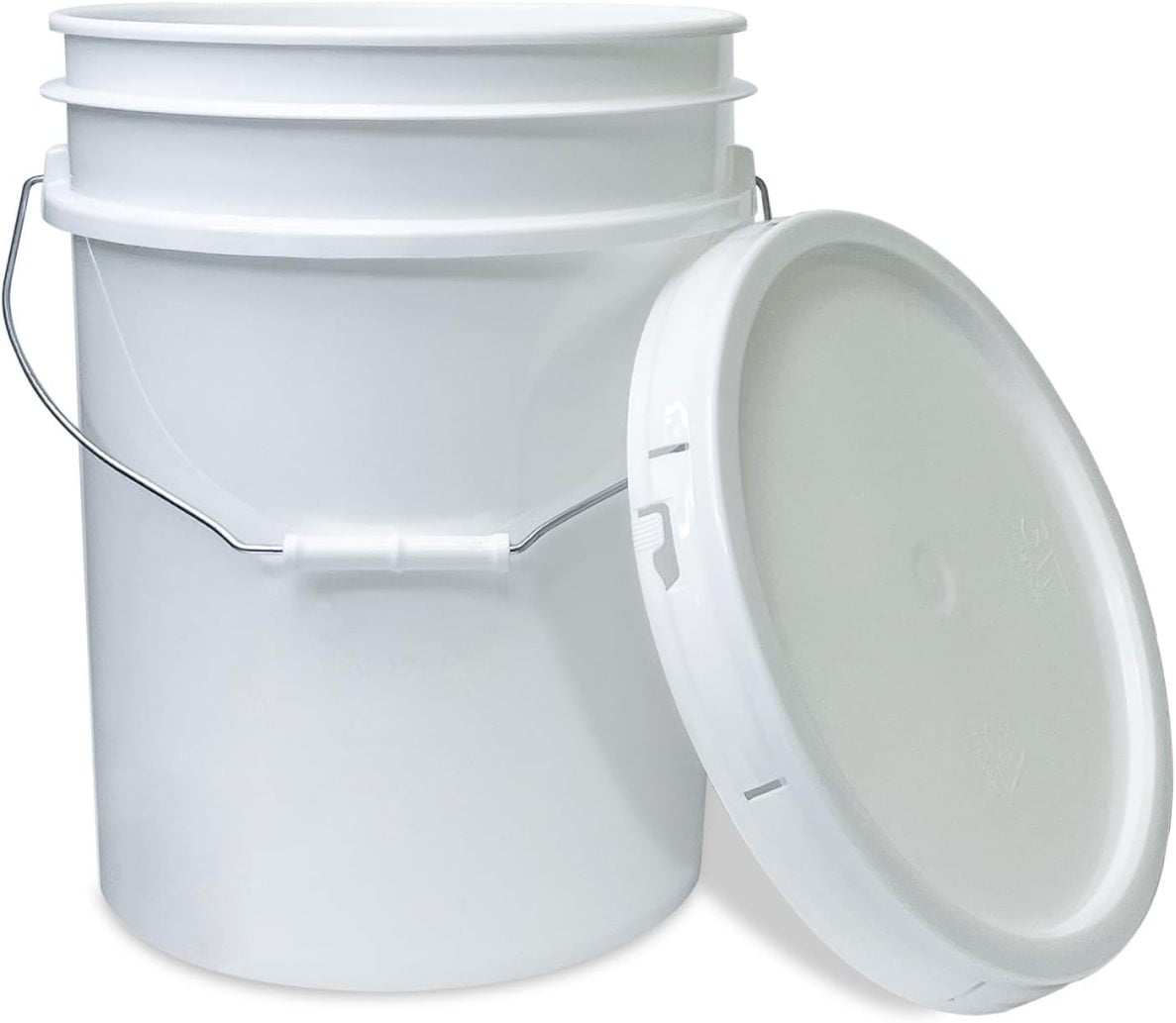 SCXP White 5-Gallon Bucket with Lid | Made in USA | Food Grade | Heavy ...