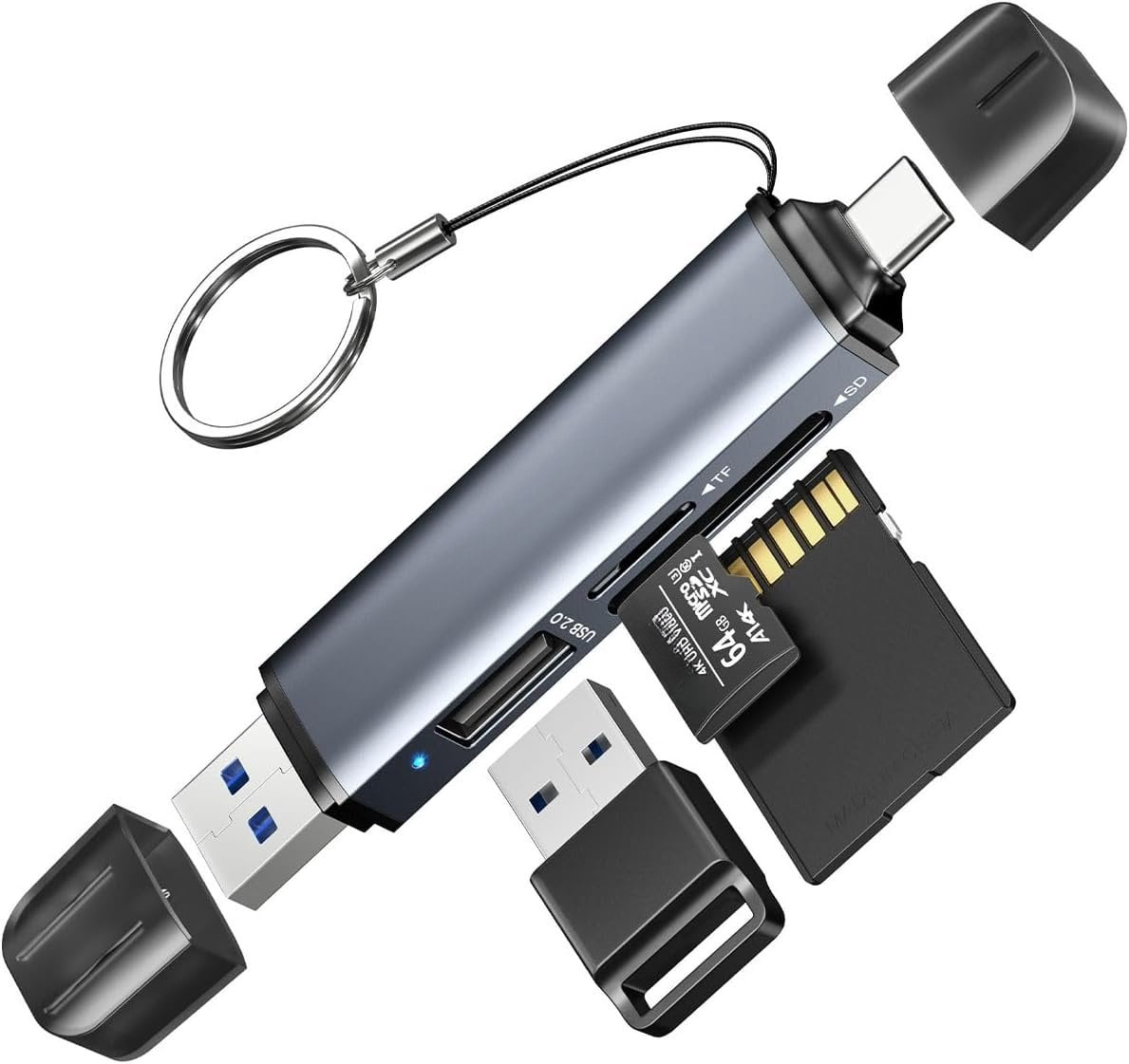 SD Card Reader, 5G Super Speed USB3.0 SD/TF Card Reader, 3-Slot USB A/C ...