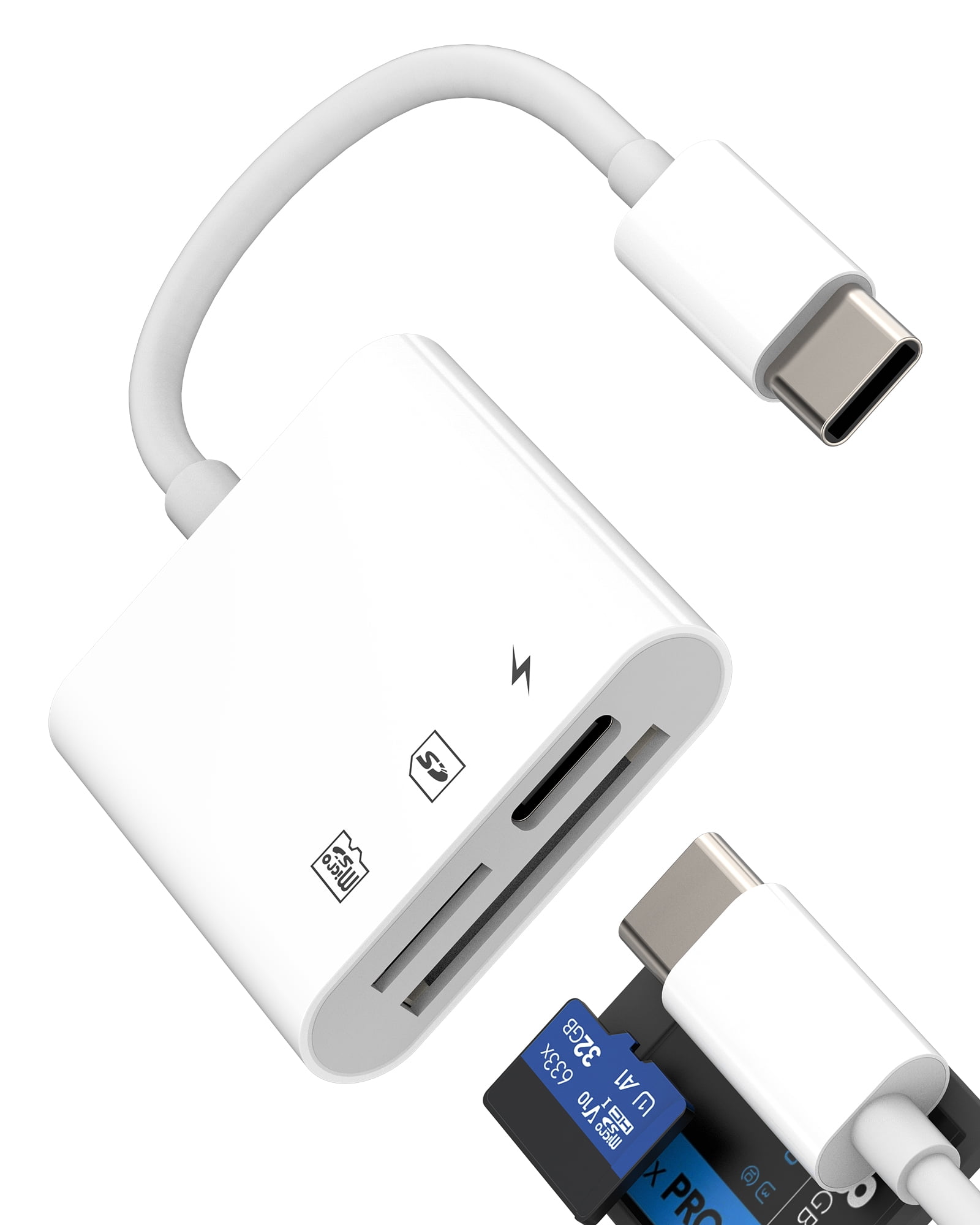 SD Card Reader USB C Adapter(3 in 1)for iPhone 16 15 Pro Max Micro SD ...