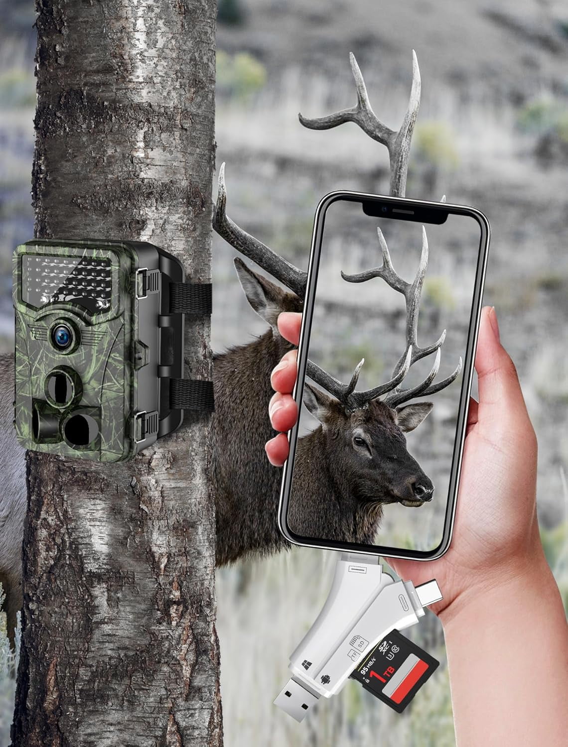 SD Card Reader, SD Card Reader USB C, 4-in-1 SD Card Reader with Versatile Interfaces for Any ...