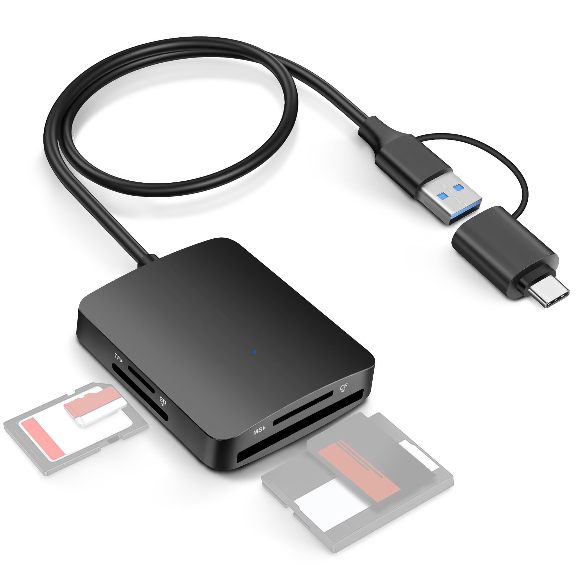 SD Card Reader, TSV Memory Card Reader 4 in 1 USB C USB 3.0 Dual ...