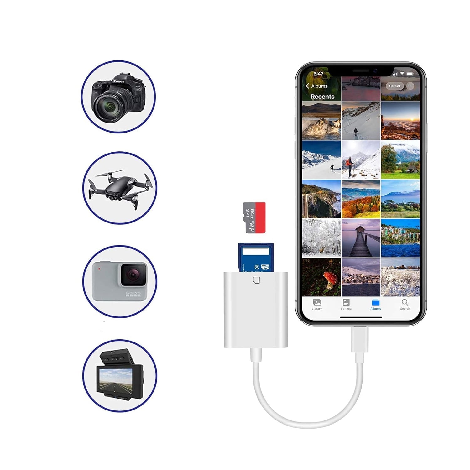 SD Card Reader for iPhone, High Speed Data Transmission SD Card Reader ...