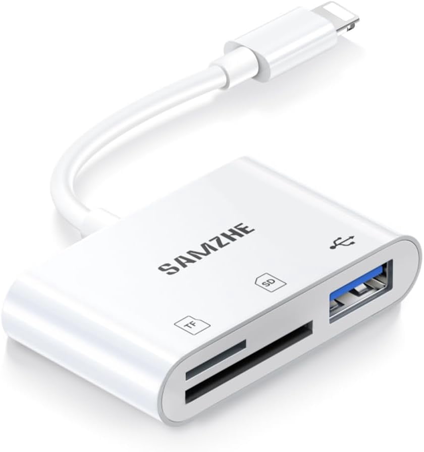 SD Card Reader for iPhone iPad, Built-in Lightning Connector Card ...