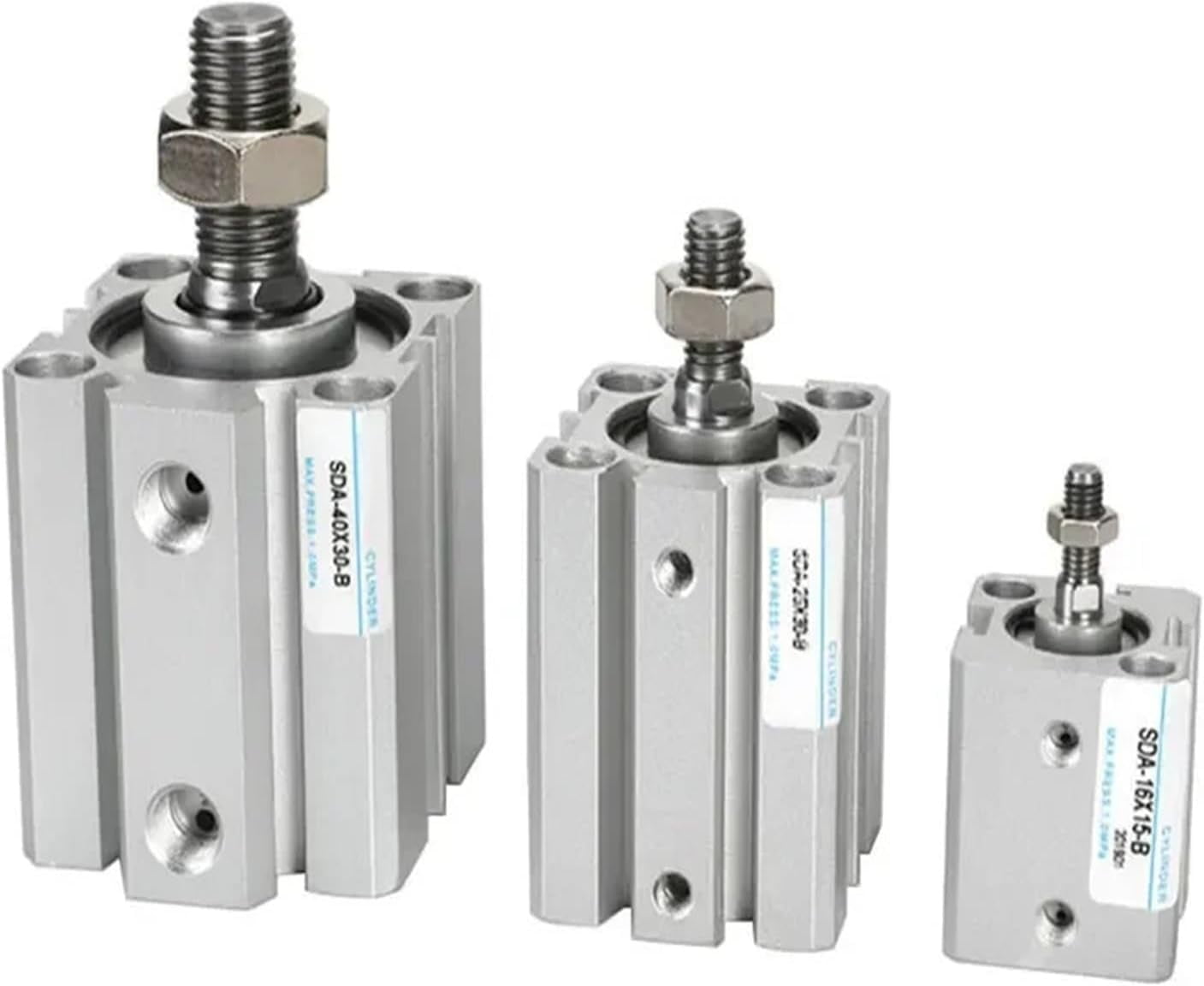 SDA B Series Male Thread Bore 12 16 20 25 32 40 50 63 80mm Stroke 5 10 20 25 30 40 45 50mm Air ...