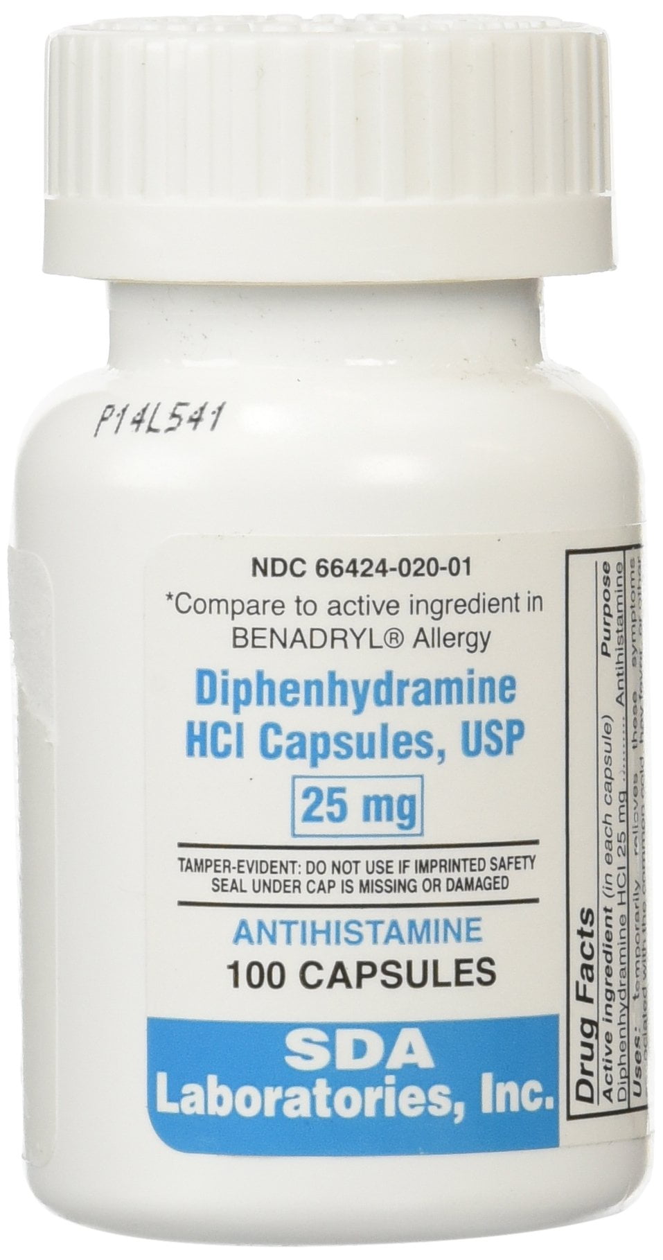 SDA Labs Diphenhydramine HCI Capsules 25mg 100 ea - Walmart.com
