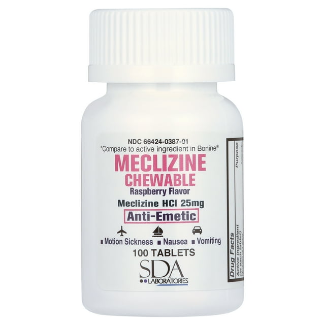 SDA Labs Meclizine HCL 25 mg Vertigo Generic Hydrochloride, 100 ...