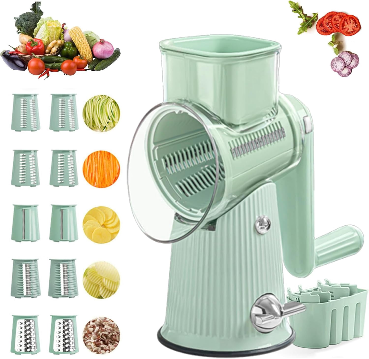 SDALU Rotary Cheese Grater With Handle, Kitchen Vegetable Slicer ...