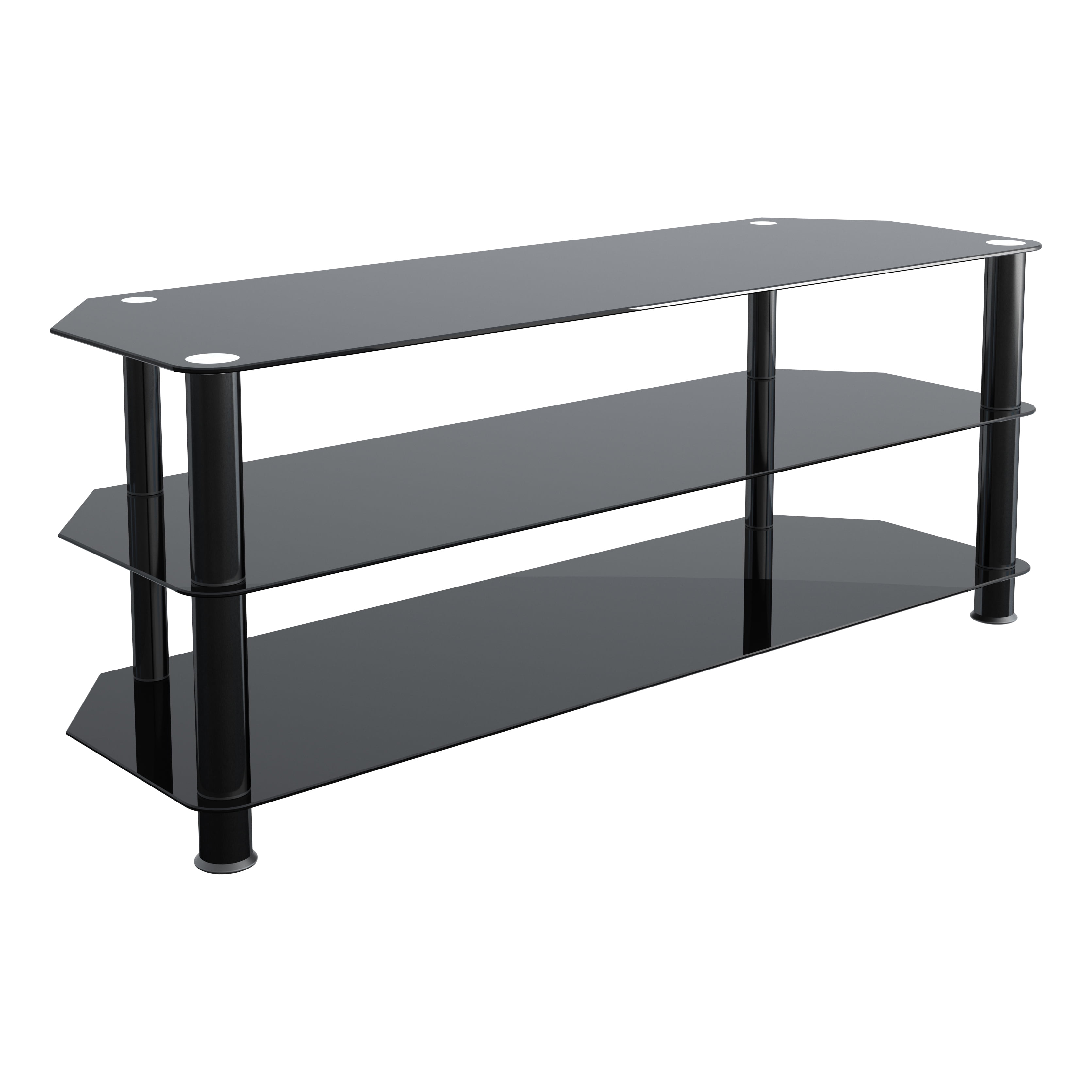 SDC1250BB-A Modern TV Stand for up to 60-inch TVs, Black Glass, Black ...