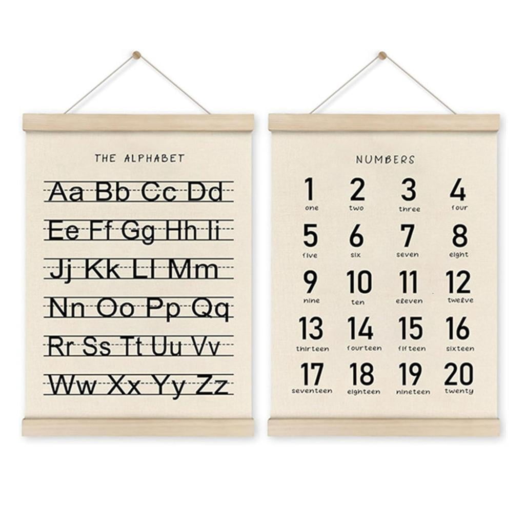 SDFGTstore 2Pieces Preschool Education Wood Frame Alphabets Number ...