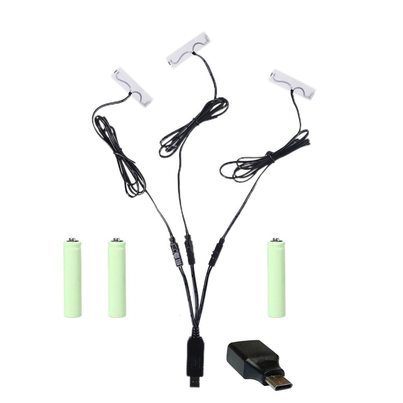 SDFGTstore 3in1 Detachable USB/Type C AA Battery Eliminator Reuse AA ...