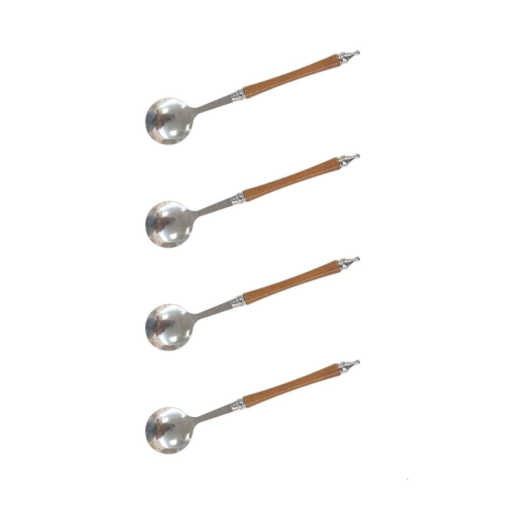 SDFGTstore 4 Piece Stainless Steels Round Spoons With Ergonomic Wood ...