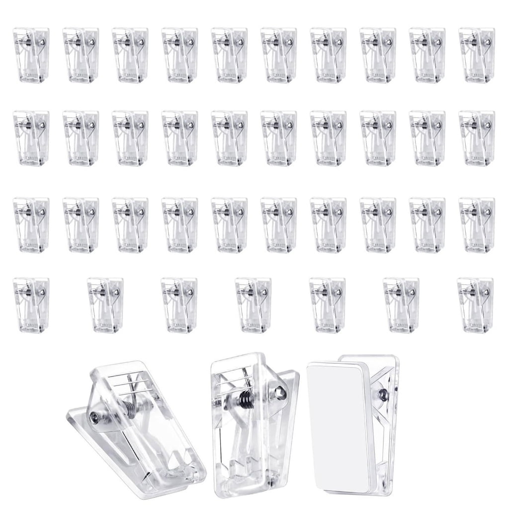 SDFGTstore 40/100Pieces Clear Plastic Clips Clamps Sticky Clips for ...