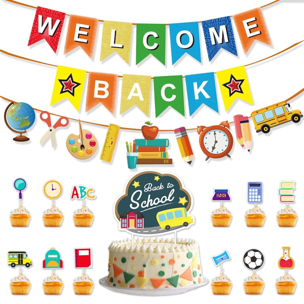 SDFGTstore Back to School Party Decoration Set - Colorful Paper Pennant ...