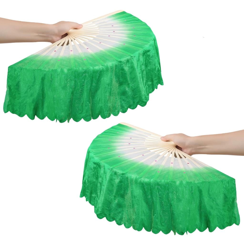 SDFGTstore Belly Dance Faux Silk Veil Fans,1Pair National Dance Dancing ...