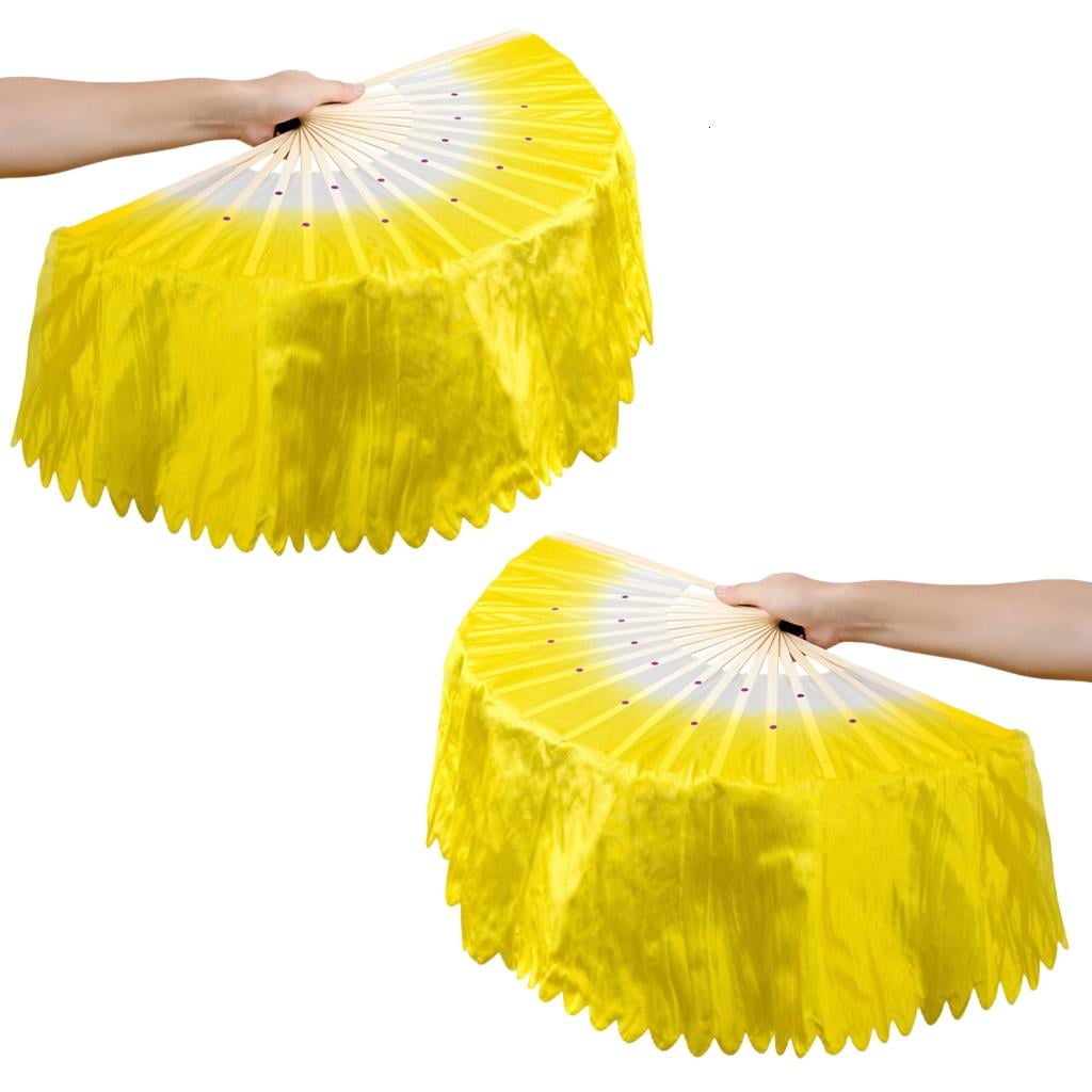 SDFGTstore Belly Dance Faux Silk Veil Fans,1Pair National Dance Dancing ...