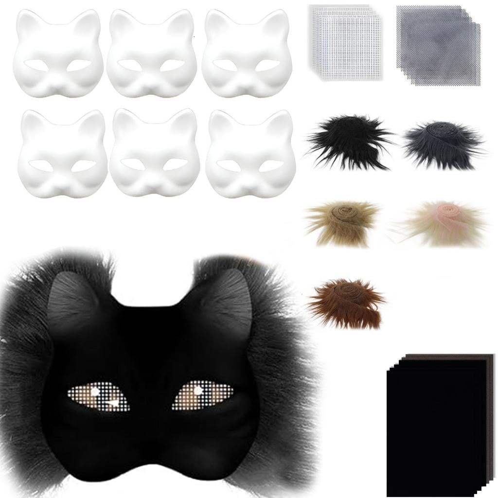 SDFGTstore Cats Foxes with Furs Eye Mesh Arts Craft Kit,Therians Kit ...