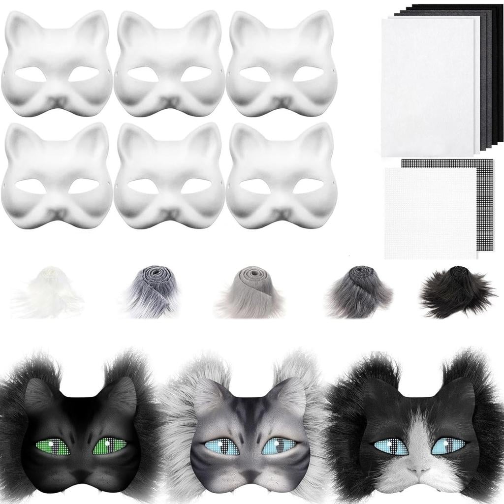SDFGTstore Cats Foxes with Furs Eye Mesh Arts Craft Kit,Therians Kit ...