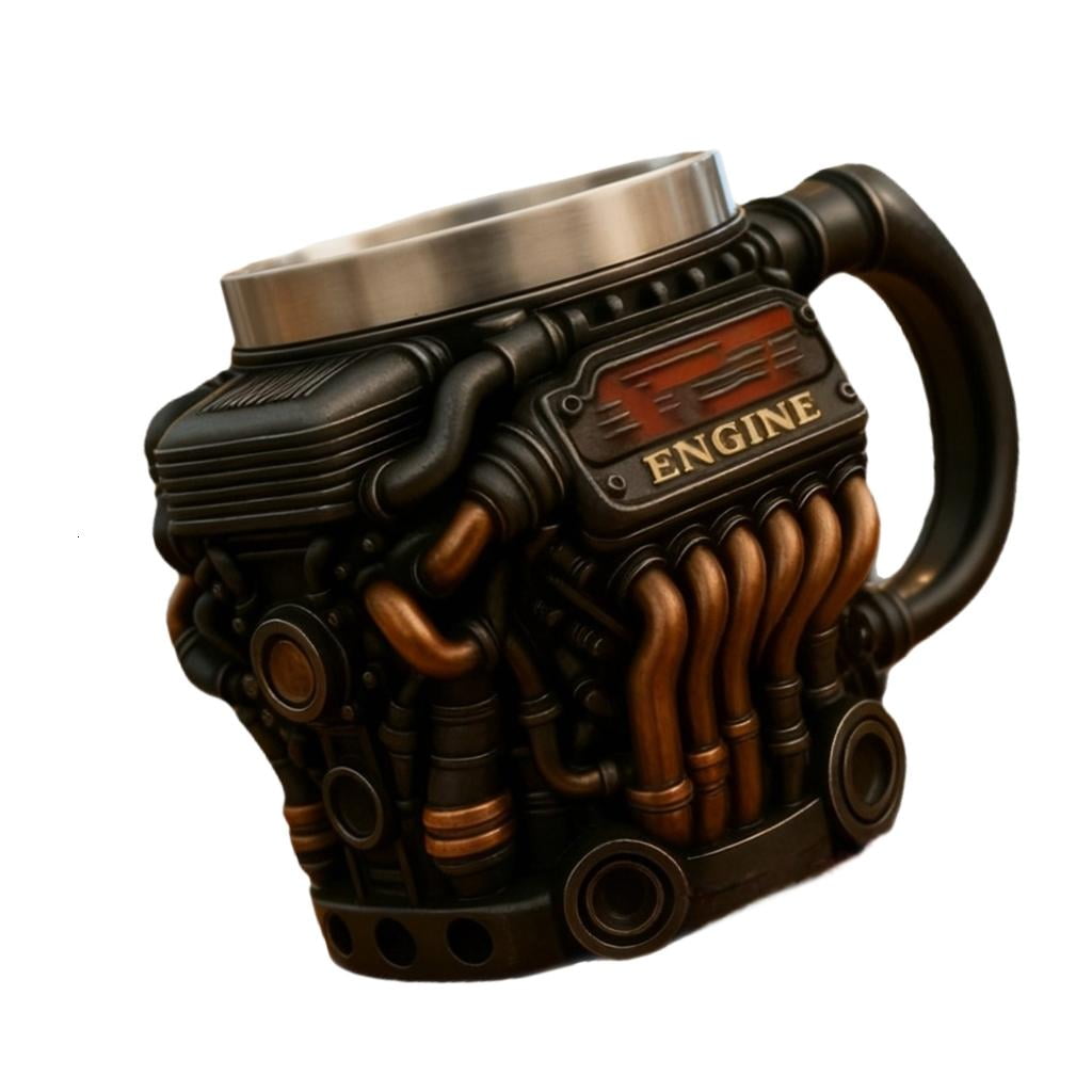 SDFGTstore Ergonomic Handle Engine Coffee Cup Resins and Stainless ...