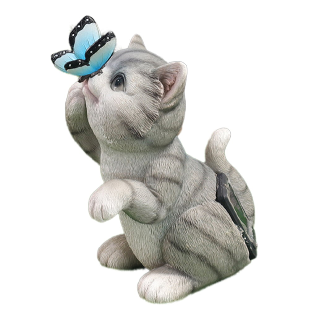 SDFGTstore LED Cats Statue Sculpture Solar Light Cats Figurine for ...
