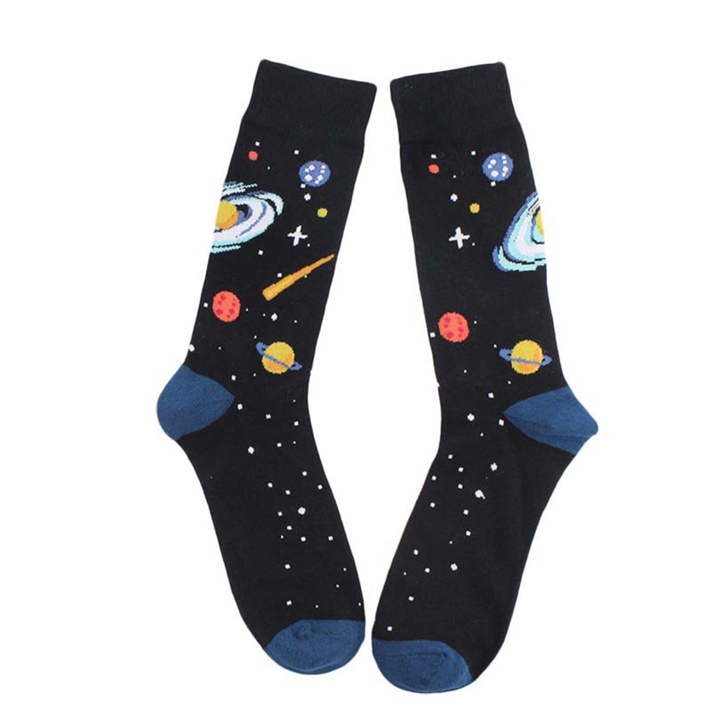 SDFGTstore Mens Novelty Funny Cotton Crew Socks Solar System Rocket ...