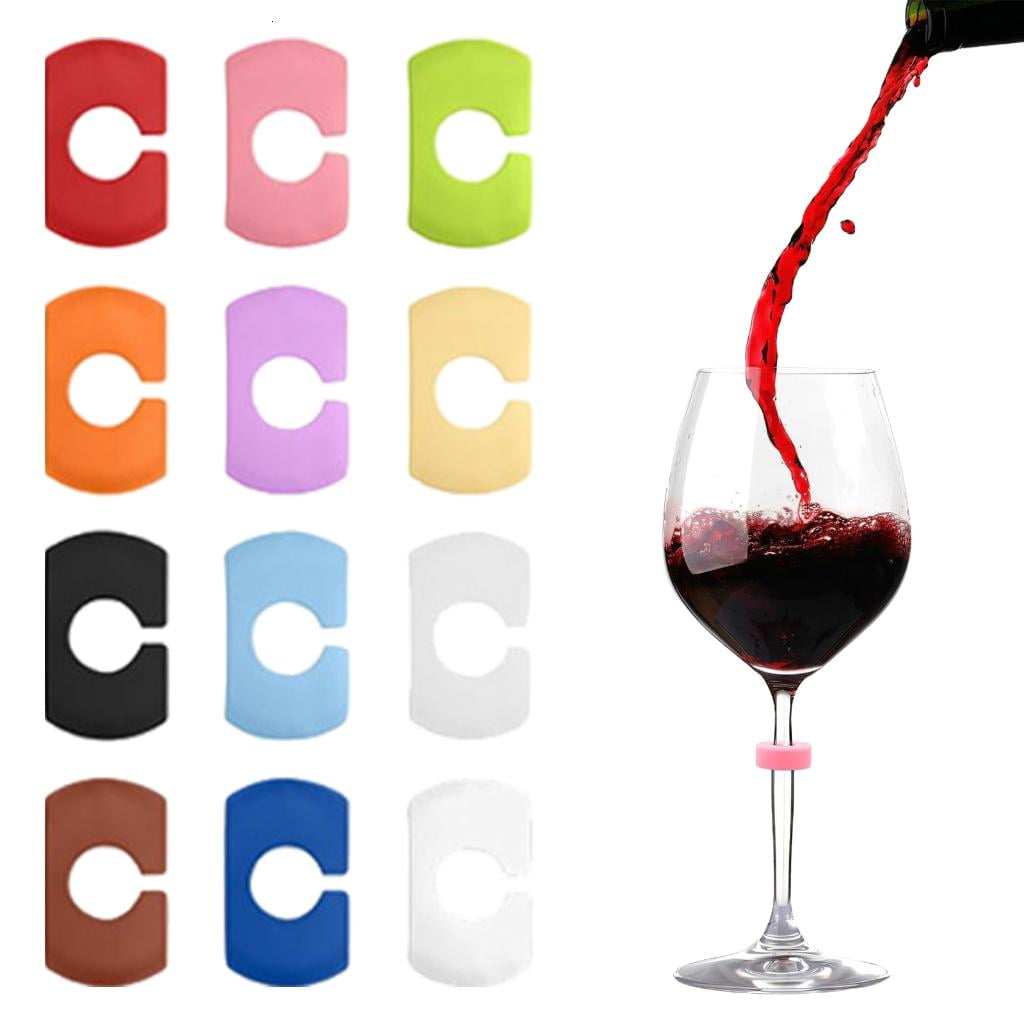 SDFGTstore Nontoxic Silicone Wine Glass Labels Color Coded Cup Clips ...
