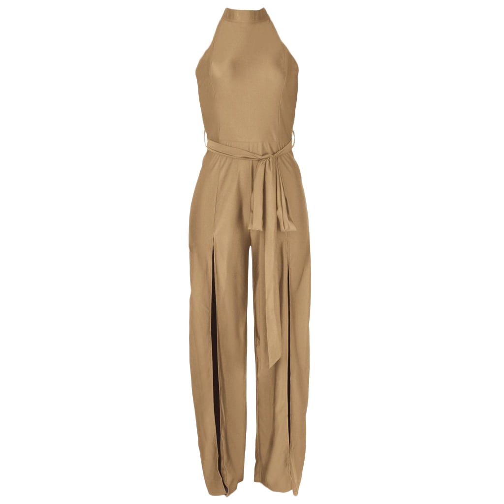 SDFGTstore Summer Sexy Halter Neck Wide Leg Jumpsuit Women Bandage Side ...