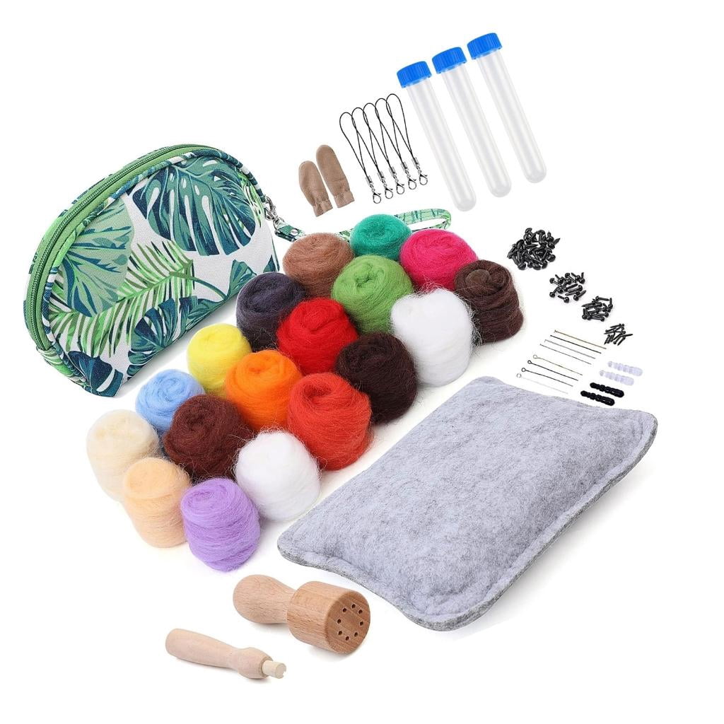 SDFGTstore Wool Roving 18 Colors Set, Wool Felting Kits with Wool Felt ...